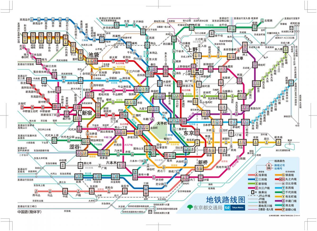 Tokyo tren y mapa del metro de Tokio mapa de trenes JR y metro (Kantō ...